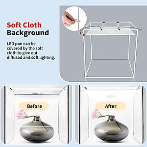 32"x32" Photo Studio Light Box for Photography, 3 Color 10-Level Adjustable Photo Box with Soft Light Cloth 32 inch Professional Photo Background Shooting Tents White Light, Soft Light, Warm Light