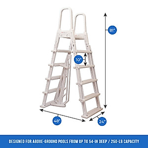 Blue Wave NE1222 A-Frame Flip Up Ladder for Above Ground Pools, White