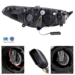 AKKON - For 2013-2016 Ford Fusion LED DRL Chrome Bezel Dual Projector Headlight Switchback Signal Lamp Assembly Left + Right