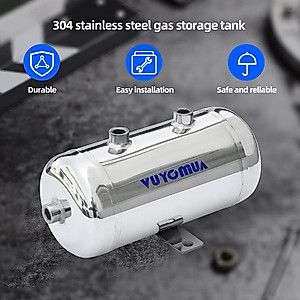 VUYOMUA 0.5Gallon 304 Stainless Steel High Pressure Mini Small Portable Air Tank Air Reservoir Water Storage Tank (2L-SG)