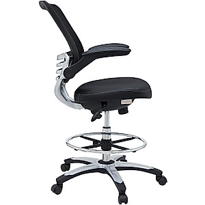 Modway Edge Drafting Chair - Reception Desk Chair - Flip-Up Arm Drafting Chair in Black