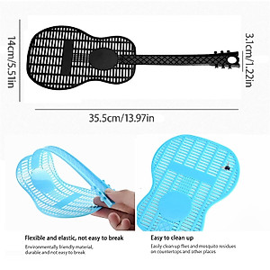 Fly Swatter 4 Pcs Guitar Shape The Racket Face is Larger and Thicker to Improve Accuracy Suitable for Restaurants, Pet Shops