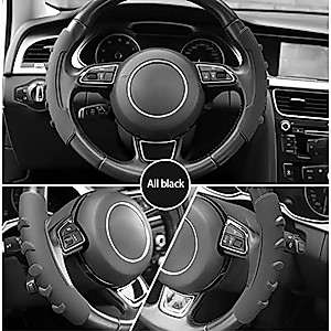 Moioee Carbon Fiber Anti-Slip Steering Wheel Grips Booster Cover Trim, Car Steering Handle Protector Assist Ferrule, Auto Interior Accessories Universal for Women Men, Suitable for Most Models