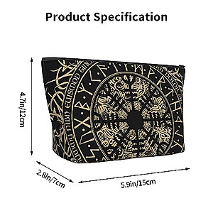Women's Lightweight Makeup Bag Pouch Compatible with Cool Norse Viking Vegvisir Runic Compass, Funny Travel Cosmetic Bag Portable Pencil Bag with Zip for Office College Christmas Gift