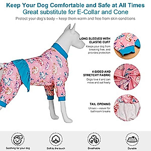 LovinPet Large Dog Onesies, UV Protection, Post Surgery Comfort Clothes, Lightweight Flannel Fabric, Light Pink Baby Elephant Print, Undershirt for Dog Dresses,Blue XXL