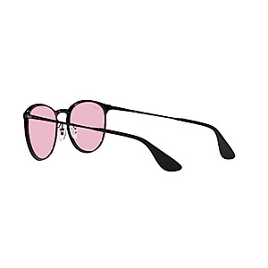 Ray-Ban RB3539 Erika Metal Polarized Round Sunglasses, Black/Evolve Photochromic Pink to Blue, 54 mm