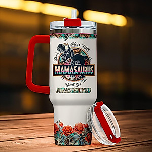 VAATOO Black Mom, Mamasaurus Gifts, Tumbler 40 Oz With Handle Lid And Straw, Mamasaurus Leopard Nutrition Facts, Mom Nutrition Facts Insulated Cup Leopard Leak Resistant Water Bottle