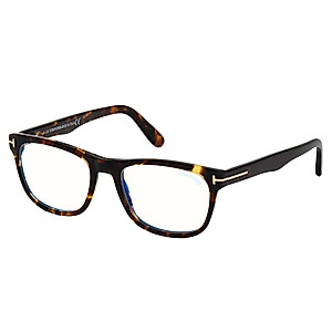 Eyeglasses Tom Ford FT 5662 -B 056 Shiny Vintage Havana/Blue Block Lenses