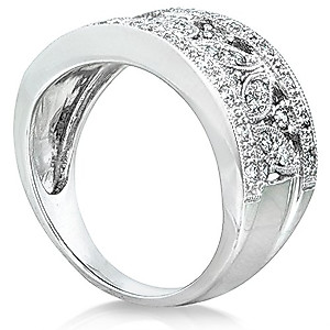 Kobelli Diamond Fashion Floral Band 1/2 carat (ctw) in 14K White Gold, Size 9, White Gold