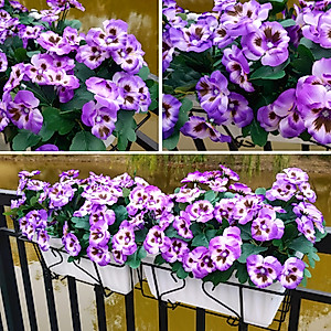 QIANYUN 8 Bundles Fake Flowers Pansy small wild flower daisy Faux Plastic Purple Flowers for Home Wedding Kitchen Garden Table Centerpieces Indoor Outdoor Decor (Purple)