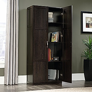 Sauder HomePlus Storage Cabinet, Dakota Oak Finish & 419496 Miscellaneous Storage Storage Cabinet, L: 29.375" x W: 16.125" x H: 71.125", Cinnamon Cherry Finish