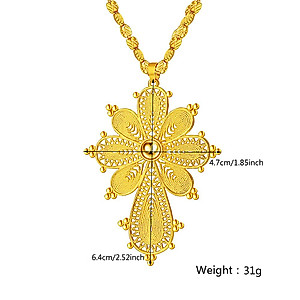 18K Gold Plated Ethiopian Cross Pendant with Ethiopian Eritrea Items