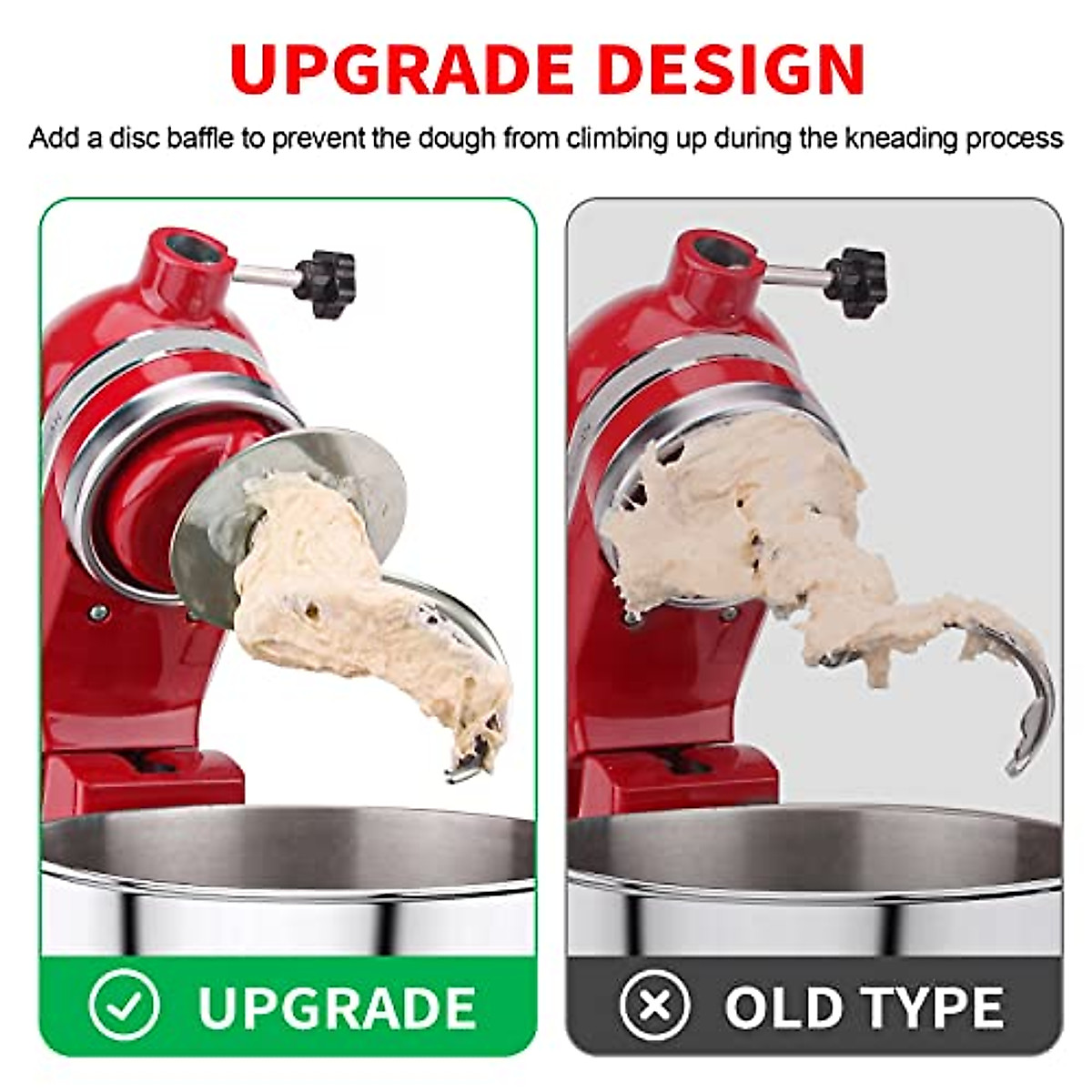 Spiral Dough Hook Accessories for Kitchenaid Stand Mixer, aikeec Fully Stainless Steel K45DH Dough Hook for Kitchen aid 4.5/5 Quart Tilt-Head Stand Mixer, Mess Free Mixer Accessory, Dishwasher Safe