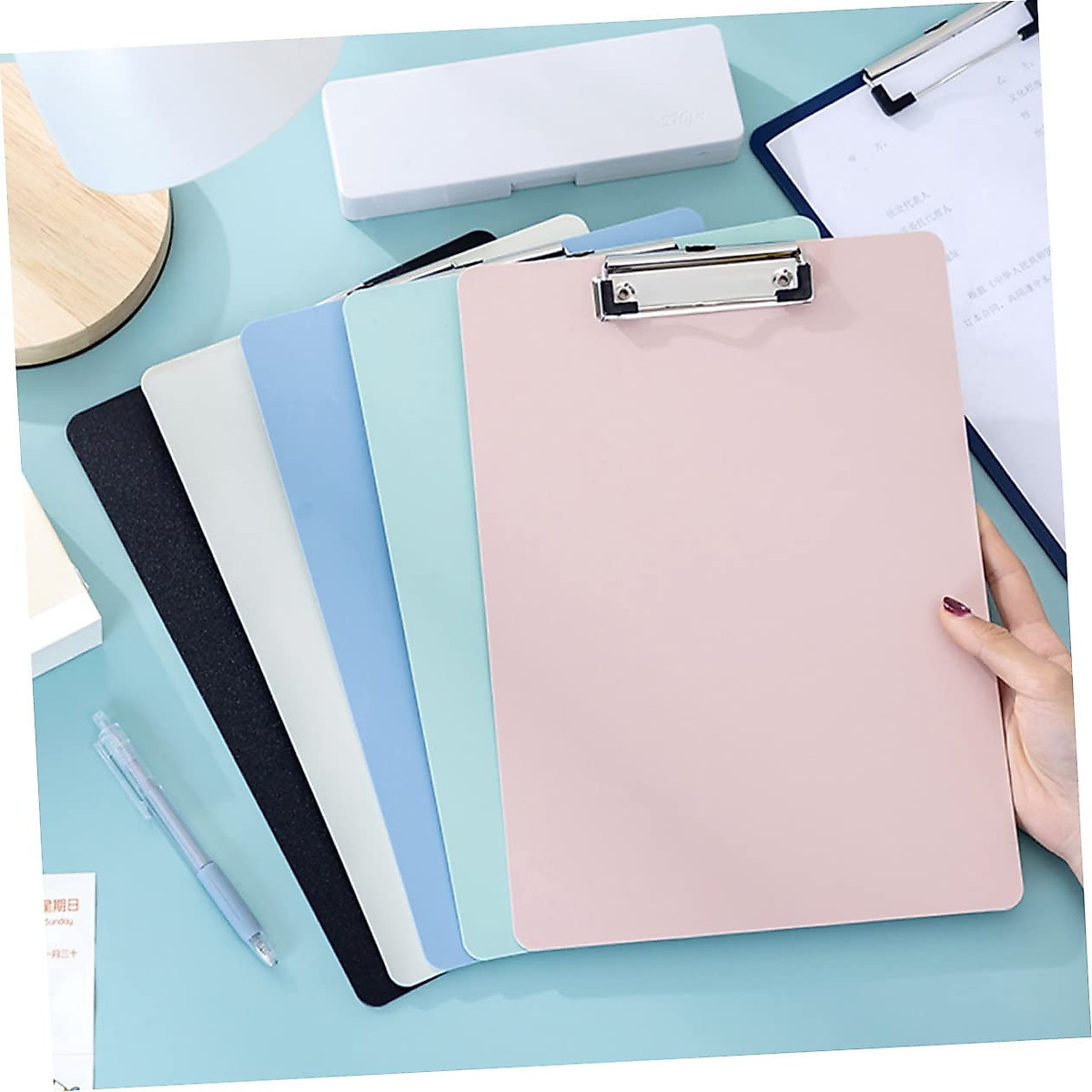 NUOBESTY 4 Pcs Writing pad Paper Folder exam Paper Clips folders Plastic Office File folders Small Plastic clipboards Artist Drawing Board Plastic Writing Board Document Organizer Simple a4