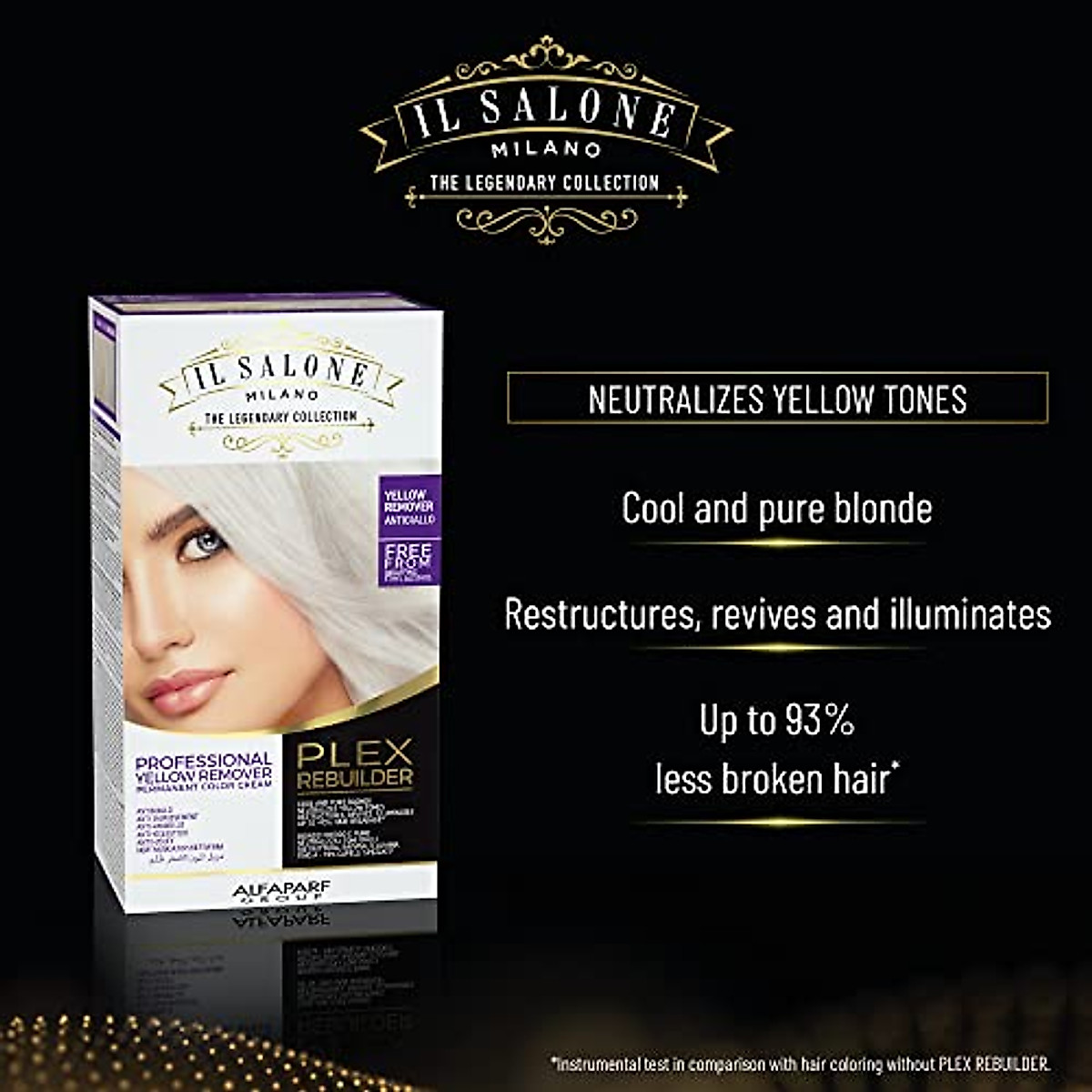 Il Salone Milano Plex Rebuilder - Yellow Remover Hair Dye Kit for Blonde, Grey, White, Natural or Colored Hair - Neutralizes Brassy Tones - Professional Salon - Paraffin, Paraben, Ethyl Alcohol Free