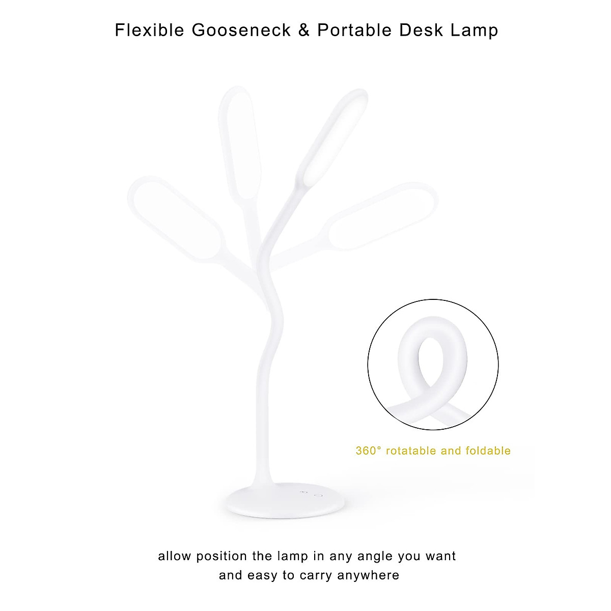 BritMo Led Cordless Desk Lamp, Rechargeable 3500mAh Battery Operated Reading lamp with Eye-Caring, Stepless Dimming Brightness, 3 Color Temperatures, Auto Timer Table Lamp for Office Bedroom (White)