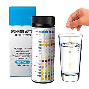 100 Drinking Water 16 in 1 Test Strips | Hardness, Chlorine, Iron, Copper, Lead, Nitrate, MPS, Total Chlorine, Flouride, Cyanuric Acid, Ammonia Chloride, Bromine, Alkalinity Carbonate