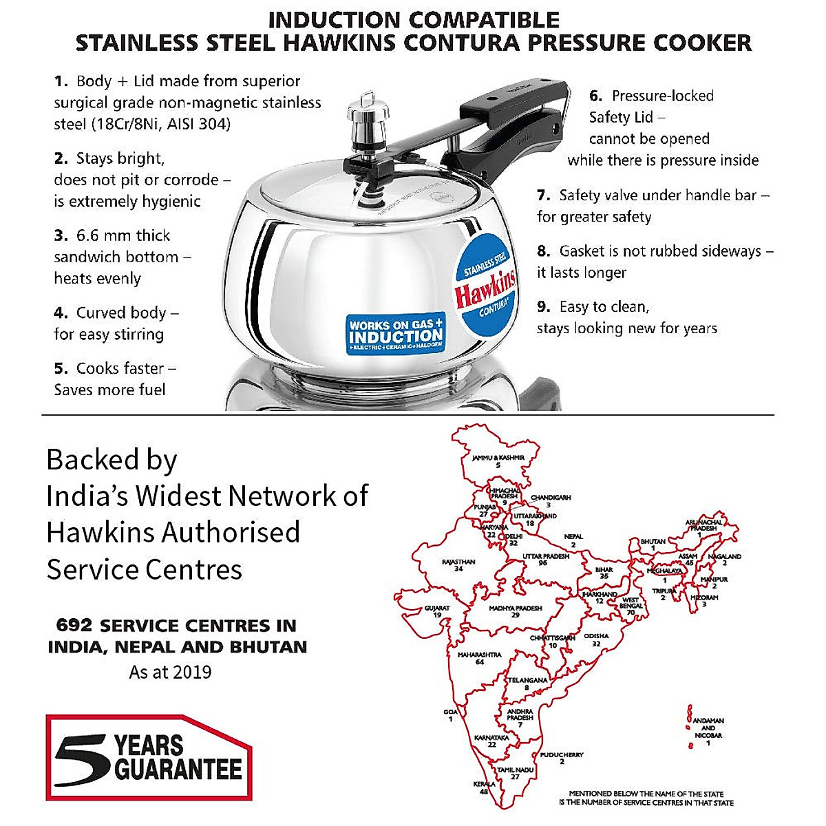 Hawkins Contura-SSC30 Pressure cooker, Small, Silver