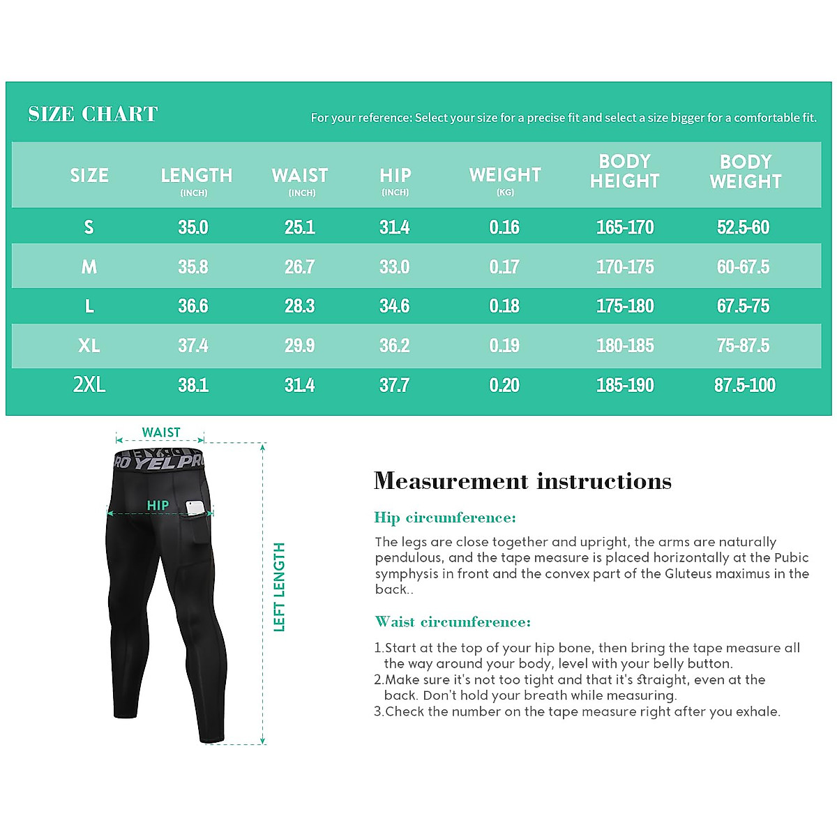 Yuerlian 1 Pack Men's Compression Pants Running Tights Workout Leggings Cool Dry Yoga Gym Pants with Pocket Camo Green