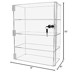 305Displays Acrylic Countertop Display Case 12" x 6" x 16" Locking Security Showcase Safe Box