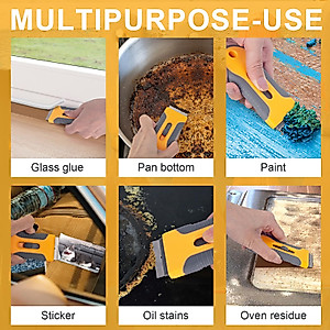 Razor Blade Scraper Tool with 15pcs Extra Blades, Multi-Surface Glass Stove Top Scraper for Paint, Window, Old Label, Decal Sticker, Ceramic Cooktops, Ovens