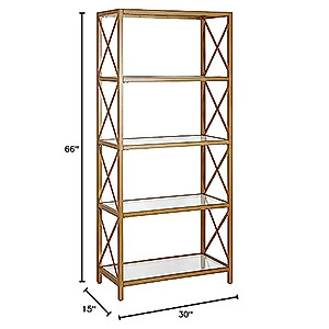 Celine 30'' Wide Rectangular Bookcase in Blackened Bronze