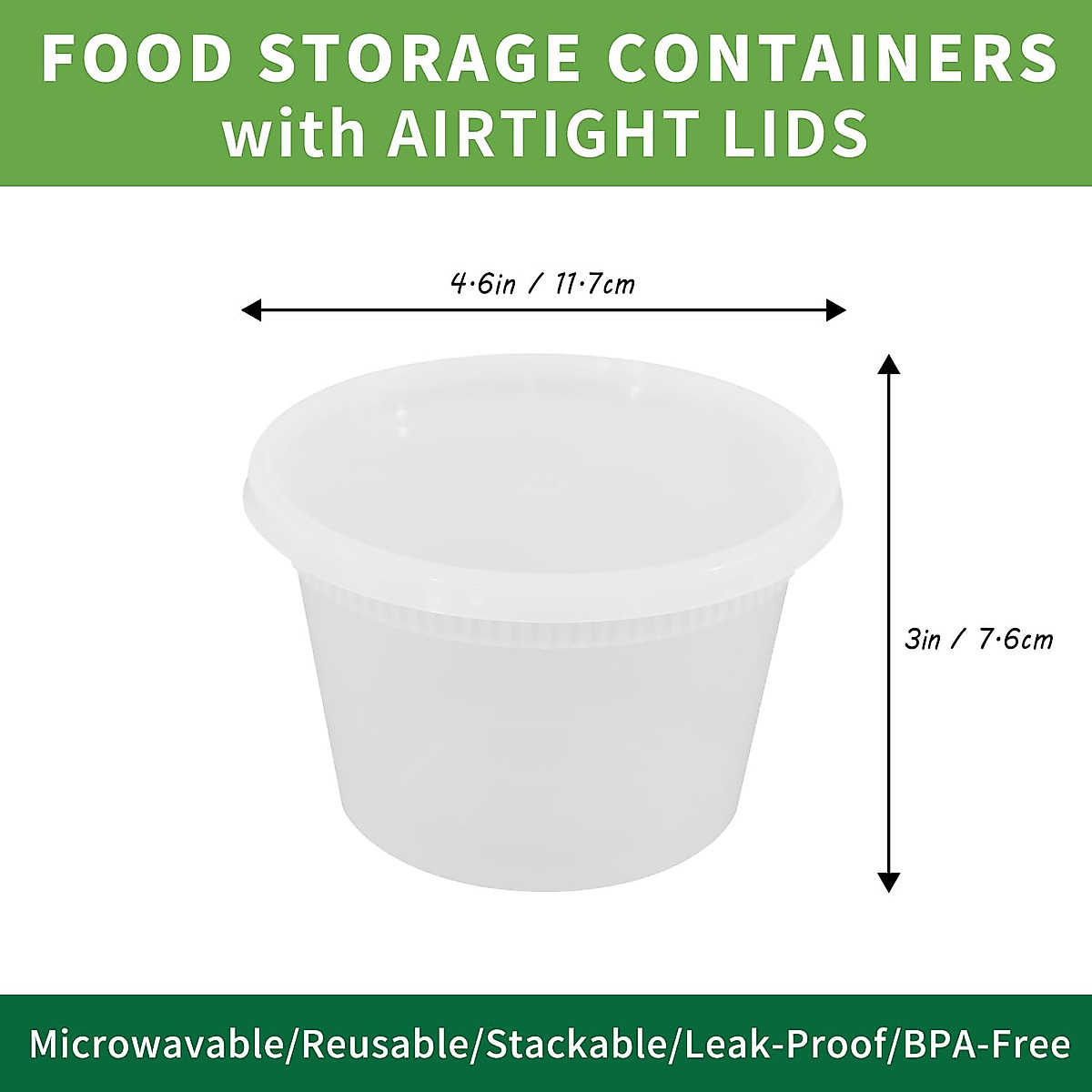 [50 Sets - 16 oz.] Plastic Deli Disposable Food Storage Containers With Airtight Lids, Deli, Slime, Soup, Meal Prep Containers | BPA Free | Stackable | Leakproof | Microwave/Dishwasher/Freezer Safe…
