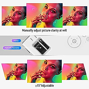 AZEUS RD-822 Mini Projector, 7600 Lux Portable Movie Projector, Support 1080P and up to 200'' Display, Compatible with HDMI, PS4, VGA, AV, USB, Laptop, Phone, TV Box [2021 Upgrade Model]