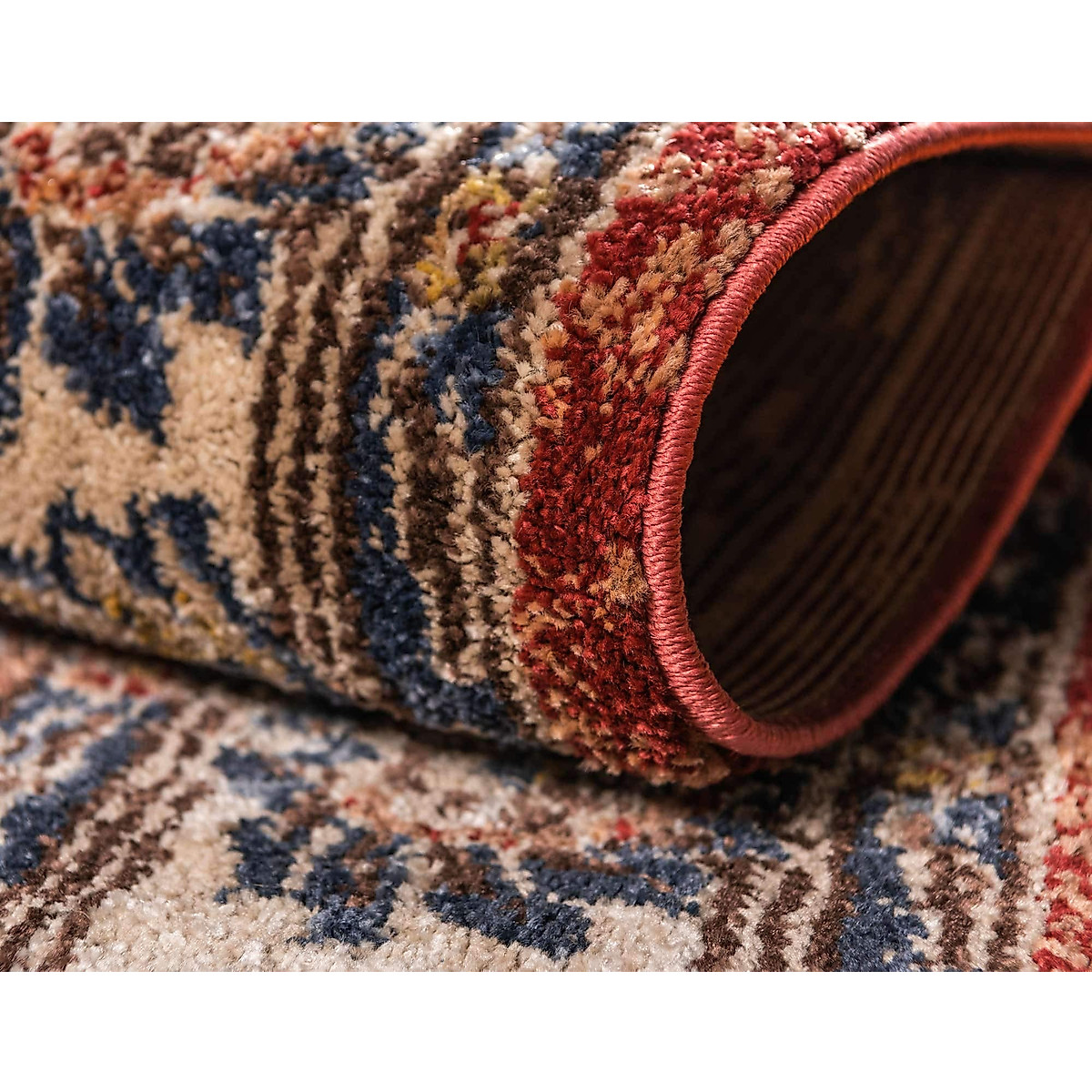 Unique Loom Utopia Collection Traditional Classic Vintage Inspired Area Rug with Warm Hues, 8' x 10' Rectangle, Terracotta/Blue