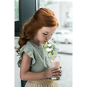 24pcs Reusable Farm Animals Party Favor Plastic Straws Kids Drink Cocktail Straws Chicken Sheep Horse Cow Pig Farm Birthday Party Supplies With 2 Cleaning Brushes 6 Colors