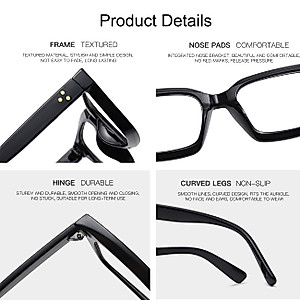 JOVAKIT Non Prescription Glasses for Women Men Fashion Square Frame Eyeglasses (Black)