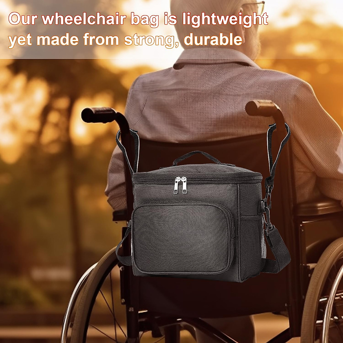 Wheelchair Bag,Wheelchair Accessories,Electric Wheel Chair Accessories Adults,Wheelchair Bags To Hang On Back,Provides Storage on Wheelchairs and Transport Chairs for Elderly and Disabled
