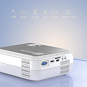Mini WiFi Projector,1080P HD Supported Portable Projector, 8000L Brightness & 200'' Display Video Projectors for Outdoor Movie Night, Compatible w/TV Stick, PC, Laptop, White, Home Projector