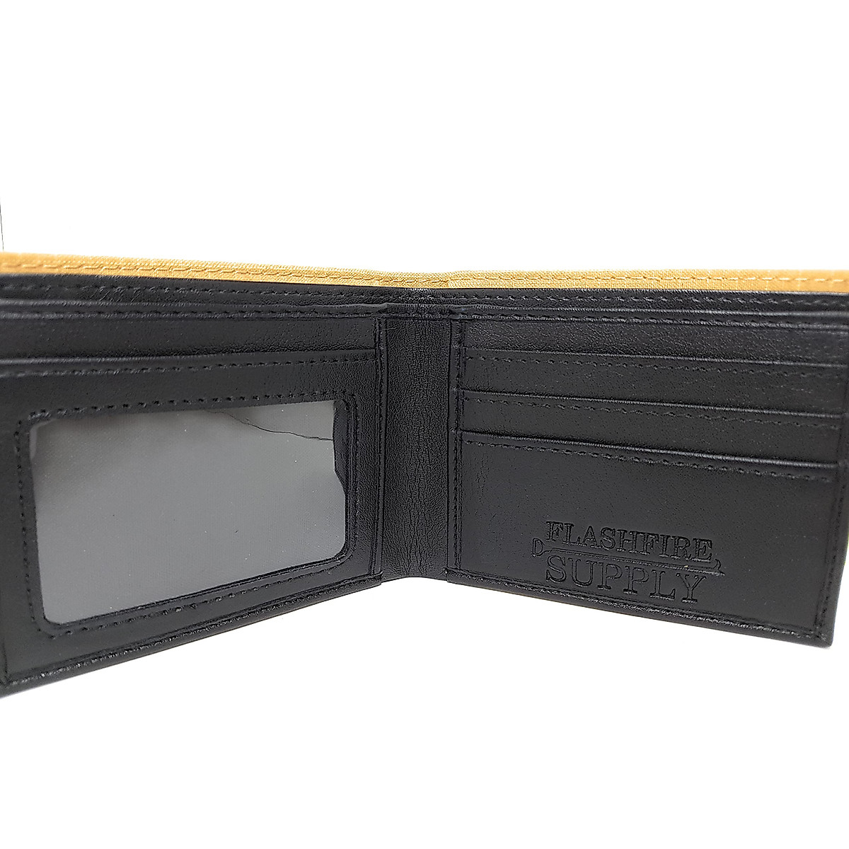 Flashfire Supply Firefighter Wallet Original Reflective Turnout Bunker Fabric Gear Men Gift RFID Protection (Beige & Yellow), Medium