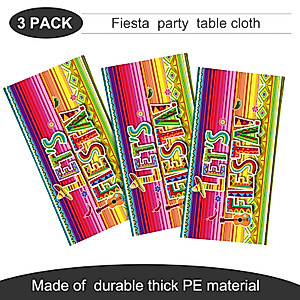 3 Pieces Fiesta Theme Party Tablecloth, Cinco De Mayo Party Table Covers Mexican Serape Table Runner Cloth Fiesta Birthday Party Supplies for Mexican Fiesta Party Wedding Decoration, 108 x 54 Inch