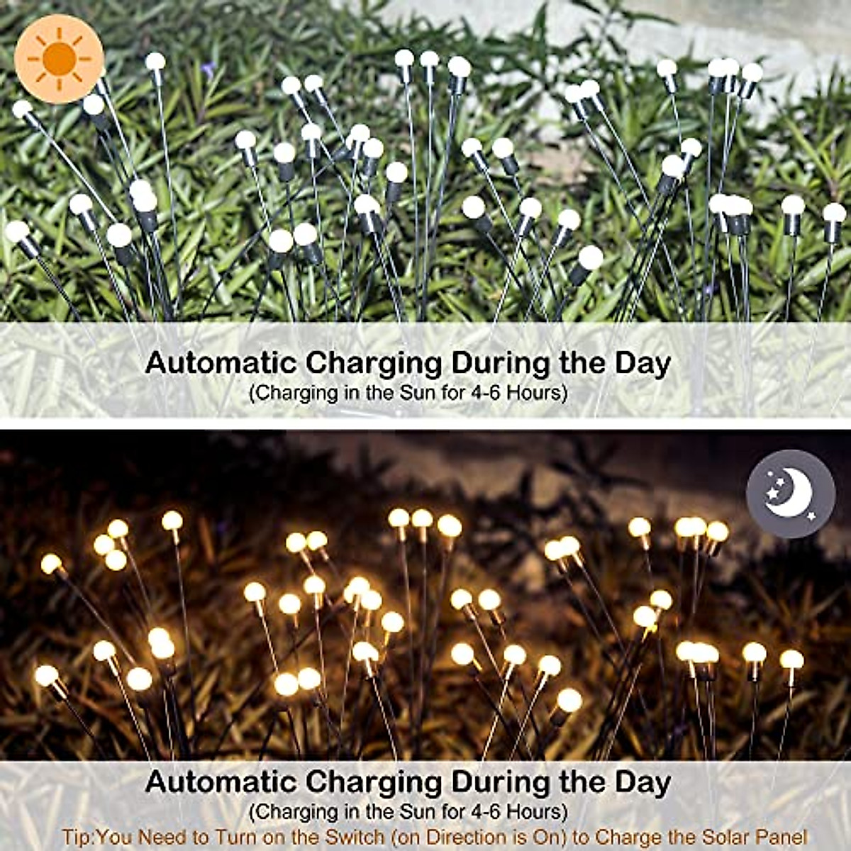 ZUPIIY 10-Pack Solar Garden Lights Outdoor, Upgraded Solar Swaying Lights Waterproof, Sway by Wind, Solar Lights with Highly Flexible Copper Wires, Decorative Lights Yard Patio Pathway Decor