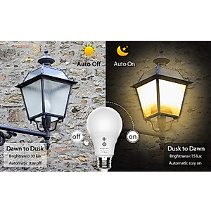 Mingfuxin Dusk to Dawn Light Bulbs 75W Equivalent, Auto on/Off Sensor Porch Light, LED Light Bulbs Smart Sensor Lighting Lamp 10W E26/E27 for Patio Garage Garden Light 3000K