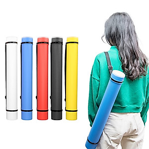Poster Tube Expandable Large Capacity Waterproof Antishock Portable Document Poster Tube for Storage(White)
