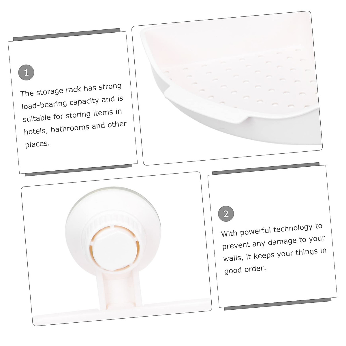 Amosfun 1 Set Storage Stand Suction Toilet Storage Rack Punch- Toiletries Holder Bathing Shelf Metal Storage Shelf Bathroom Shower Corner Shelf White Plastic Sucker Tripod