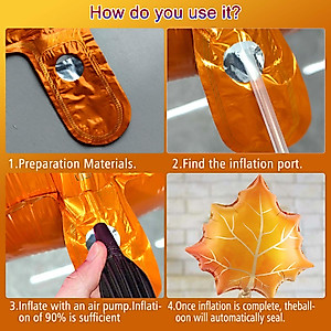 WRBAJIS 9Pcs Fall Maple Leaf Balloons Fall Leaves Foil Balloons Thanksgiving Mylar Balloon Kit for Festival Holiday Thanksgiving Autumn Harvest Birthday Wedding Party Decorations Green Yellow Red