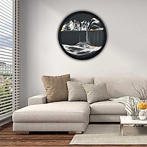 ETULLE Moving Sand Art Picture, 360° Rotating Wall Art Mounted Glass Crafts, Round Glass 3D Deep Sea Sandscape in Motion Display Flowing Sand Gift for Home Office Wall Art Decor
