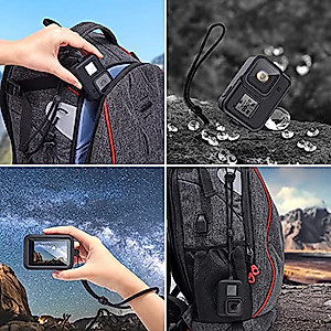 Accessories Kit for GoPro Hero 8 Black, Silicone Rubber Protective Case with Stretchable Lanyard + 6Pcs Ultra Clear Tempered Glass Screen Protector for Go Pro 8