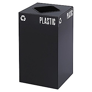 Safco Products 2981BL Public Square Recycling Receptacle Base, 25-Gallon, (Top Sold Separately), Black