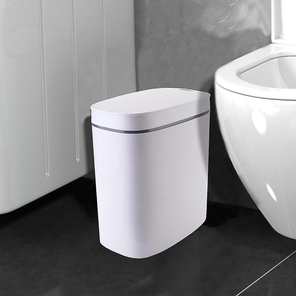4 Gallon Garbage can,Small Bathroom Trash Can,Smart Trash can, Extra Wide Opening, Automatic Opening and Closing lid, Motion Sensor, Non-Contact Trash can with lid for Kitchen Bathroom Office