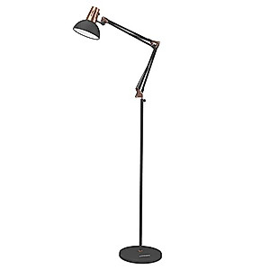 LEPOWER Metal Floor Lamp, Adjustable Architect Swing Arm Standing Lamp with Heavy Duty Base, Eye-Caring Reading/Drawing Lamp with On/Off Switch for Living Room, Bedroom, Study Room, Office