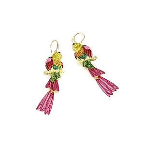 Colorful Parrot Dangle Earrings Shining Rainbow Rhinestone Drop Earrings Bohemian Animal Bird Earrings for Women Jewelry