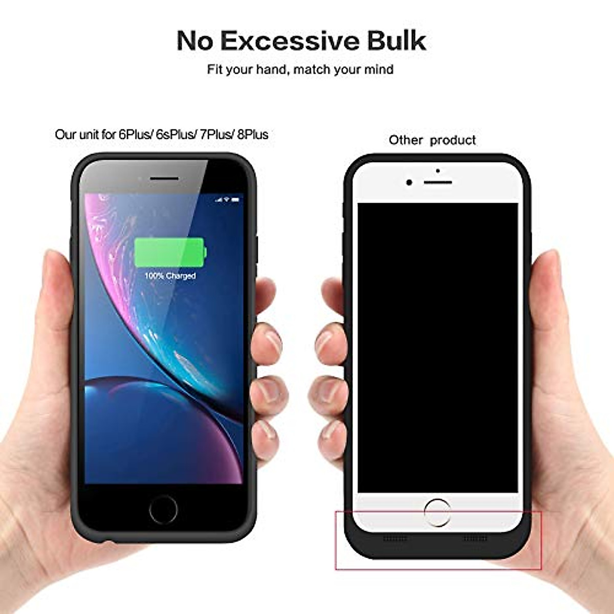Battery Case for iPhone 6s Plus/6 Plus/7 Plus/8 Plus,8500mAh Portable Charging Case External Battery Pack for iPhone 6s Plus/6 Plus/7 Plus/8 Plus Rechargeable Charger Case Backup Power Bank(5.5 inch)