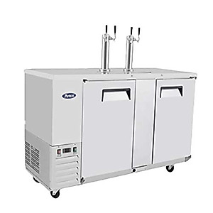 Commercial Beer Keg Cooler Kegerators,ATOSA MKC58 58" Small Commercial Stainless Steel Beer Keg Coolers Kegerator 2-Doors Beer Barrel Coolers on Wheels Restaurant Equipment 17Cu.Ft 58W28D42H 33℉-38℉