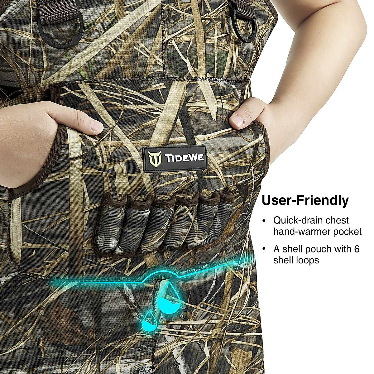 TIDEWE Chest Waders, Hunting Waders for Men Camo with 600G Insulation, Waterproof Cleated Neoprene Bootfoot Wader, Insulated Hunting & Fishing Waders (Size 7)