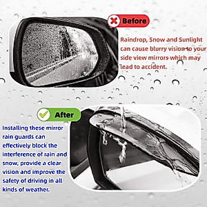 2 Pcs Mirror Rain Visor Eyebrow 2 Pcs Car Waterproof Film Anti Rain Mirror Film，Waterproof Auto Mirror Rain Visor Guard for Most Car Truck SUV